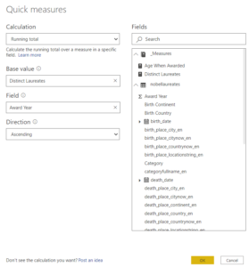 A Running Total Calculation with Quick Measure in Power BI