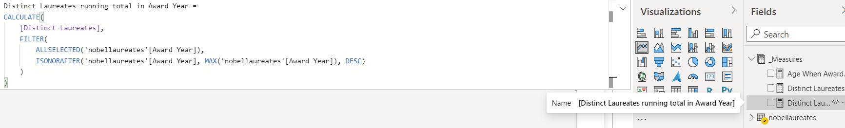 A Running Total Calculation with Quick Measure in Power BI