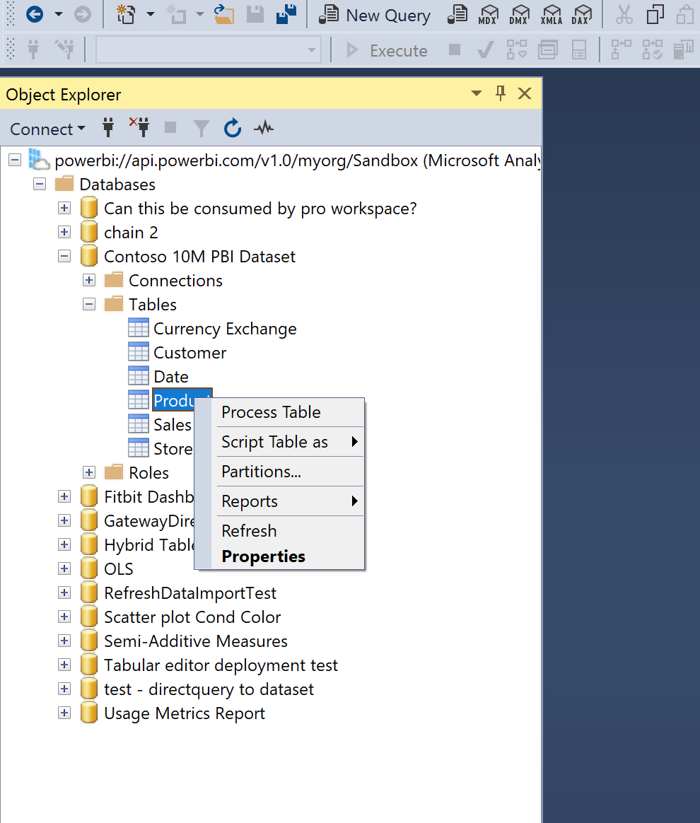 Refresh Tables And Partitions In Power Bi Using Ssms