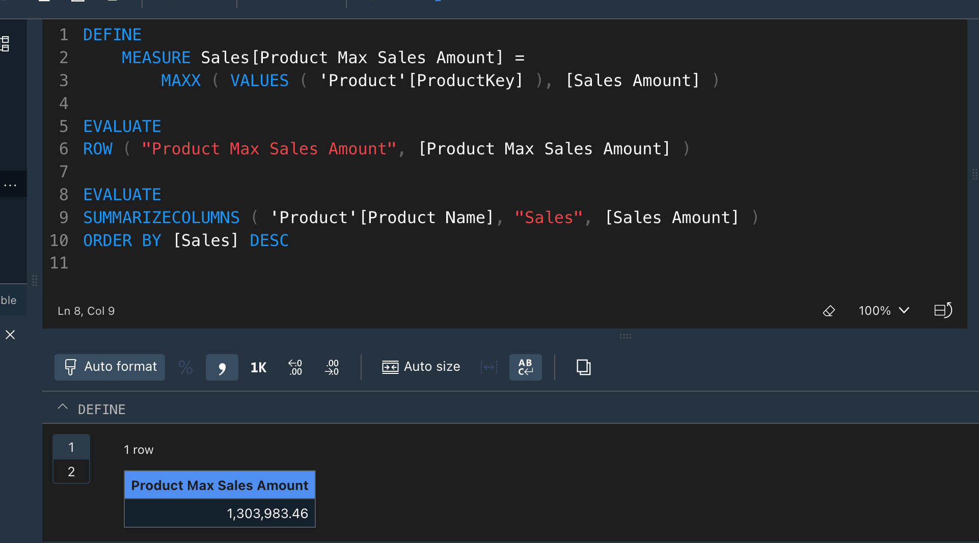 Calculate the Max Sales Amount for Product
